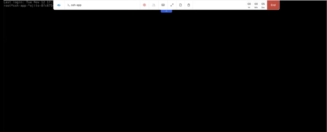 Recording shown in a privileged console